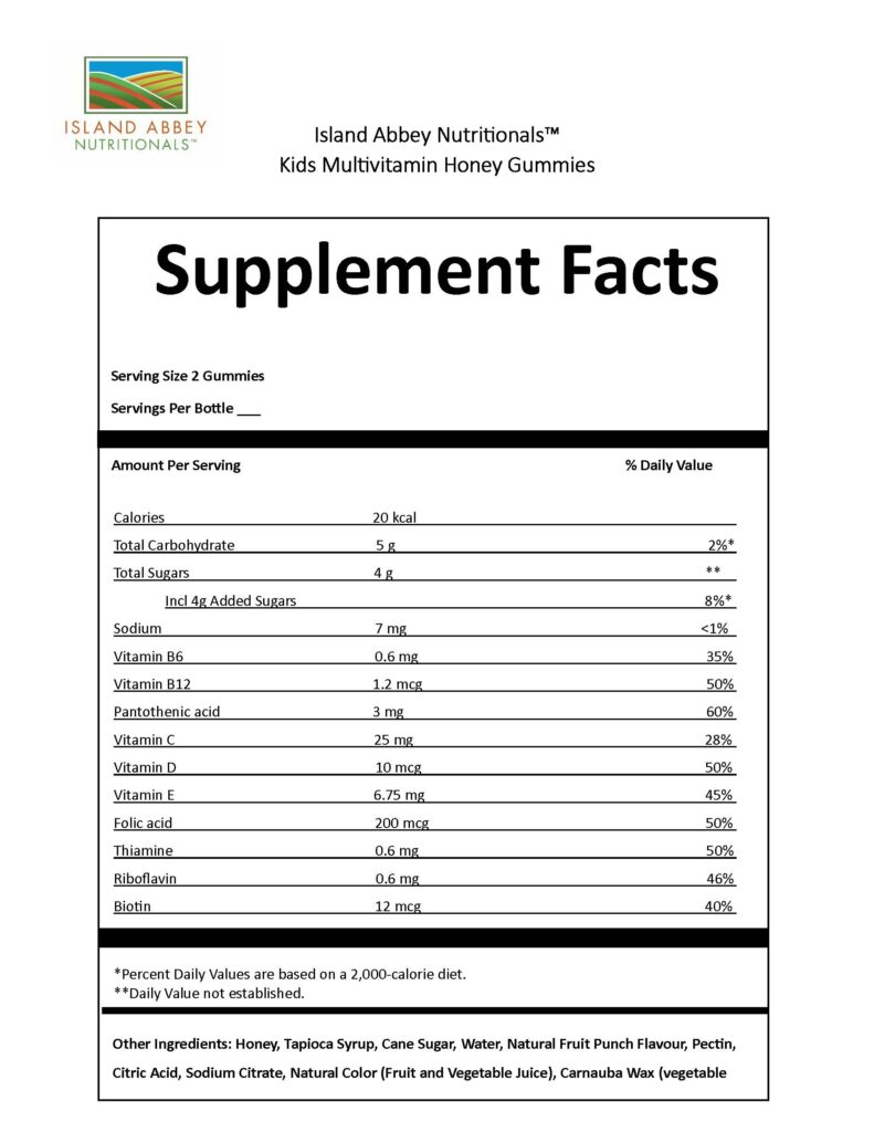 Island Abbey Honey Formulations - Island Abbey Nutritionals
